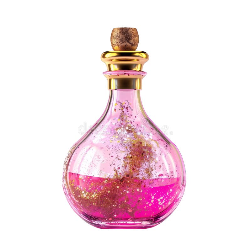 Pink and gold magic potion stock photo. Image of bottle - 330294670