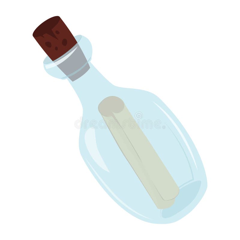 Glass Bottle with Message. Roll Paper Inside Empty Bottle. Trendy ...