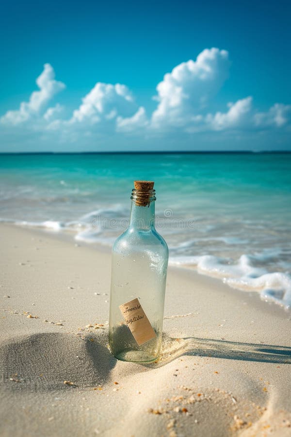 Glass Bottle with a Message on the Seashore Stock Photo - Image of ...