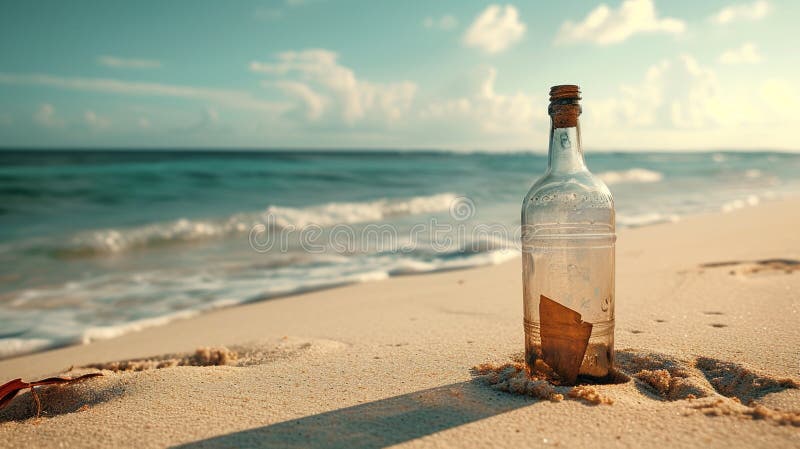 Glass Bottle with a Message on the Seashore Stock Photo - Image of ...