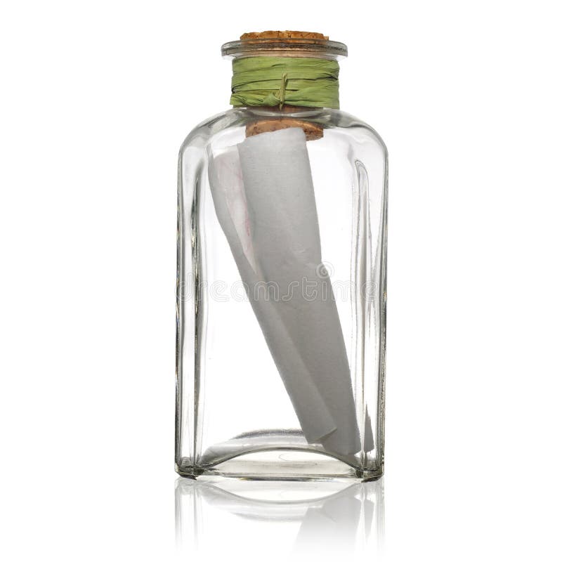 Glass bottle with note stock photo. Image of note, cork - 36380686