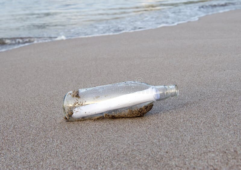 Glass Bottle with Note Message on Tropical Beach Stock Image - Image of ...
