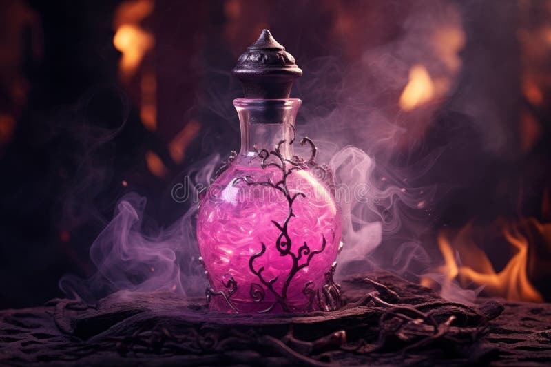 Glass Bottle Pink Smoke. Generate Ai Stock Illustration - Illustration ...