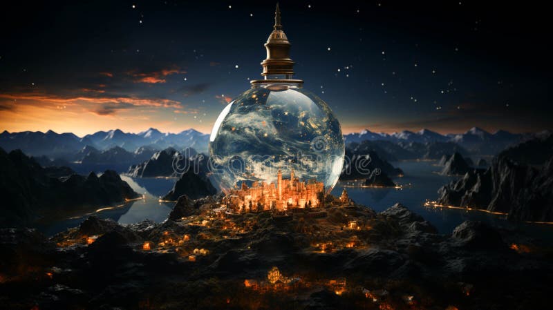 A Glass Bottle with the Planet Earth Stock Illustration - Illustration ...