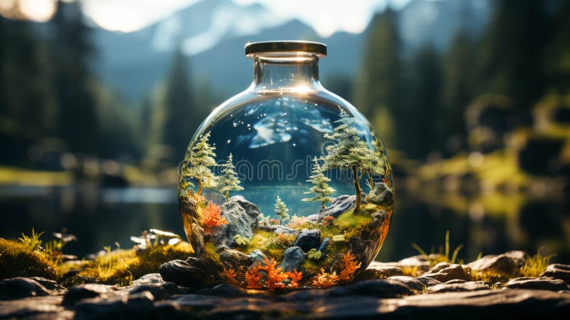 A Glass Bottle with the Planet Earth Stock Photo - Image of ...
