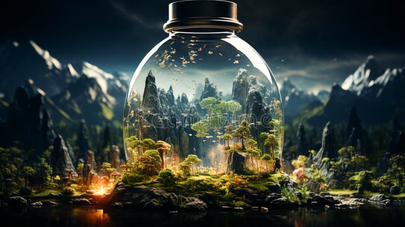 A Glass Bottle with the Planet Earth Stock Image - Image of alcohol ...