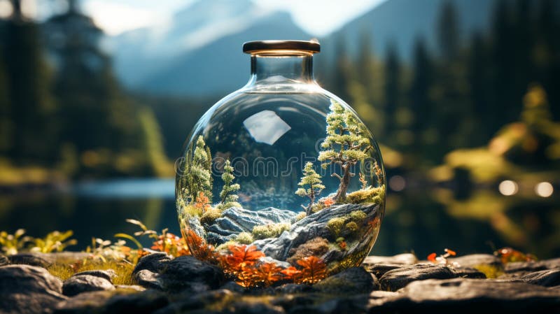 A Glass Bottle with the Planet Earth Stock Photo - Image of sphere ...