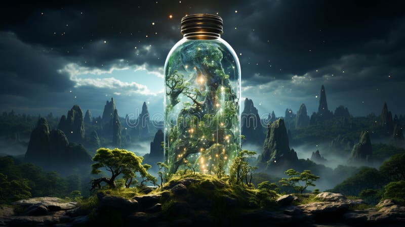 A Glass Bottle with the Planet Earth Stock Image - Image of brand ...