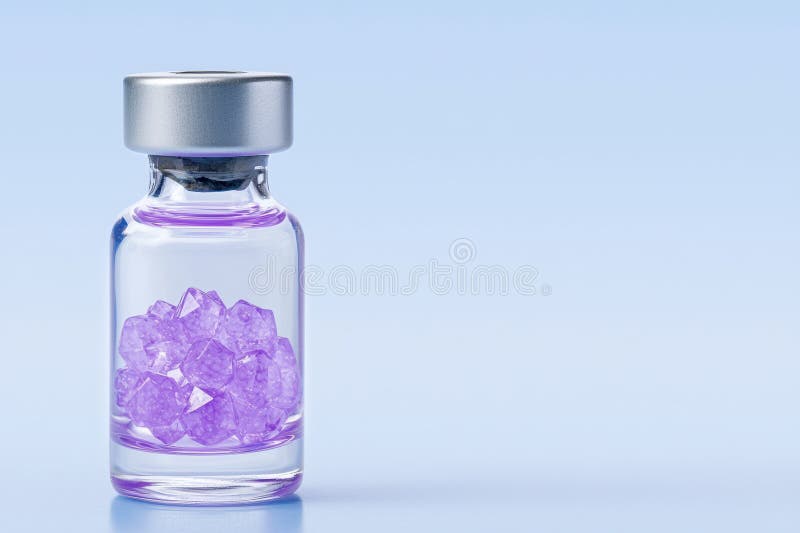 Glass Bottle with Purple Crystals Stock Illustration - Illustration of ...