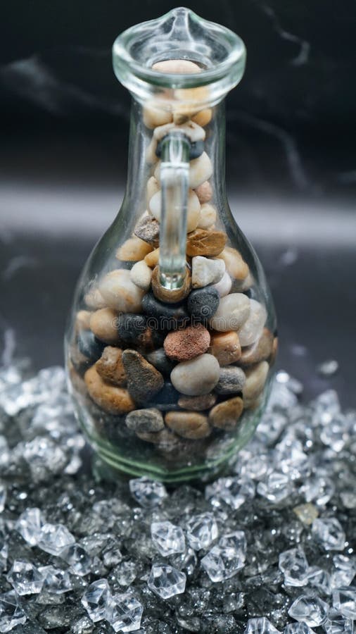 Glass Bottle with Rock& X27;s Inside and Small the Glass Rocks for ...