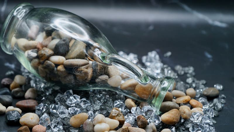 Glass Bottle with Rock& X27;s Inside and Small the Glass Rocks for ...