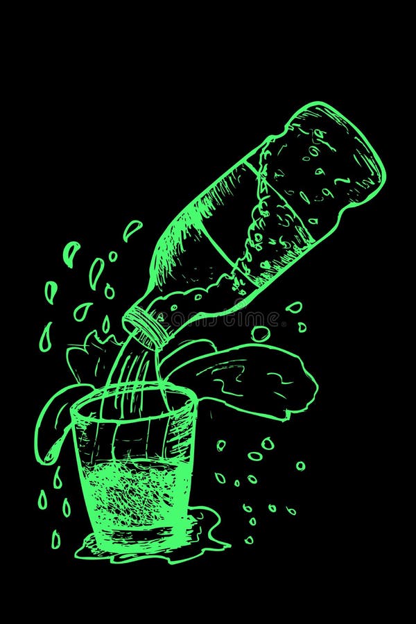 Glass and Bottle with Splash Stock Vector - Illustration of isolated ...