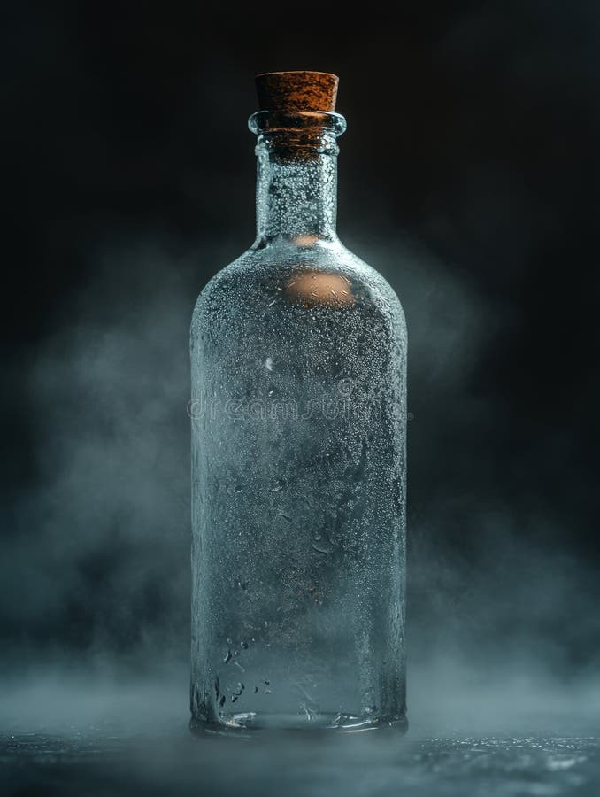 A Glass Bottle Surrounded by Mysterious Smoke. Stock Photo - Image of ...