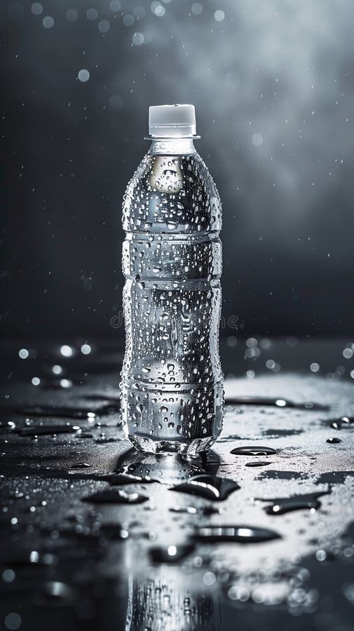 A Bottle of Water on a Damp Surface, Containing Liquid, in a Glass ...