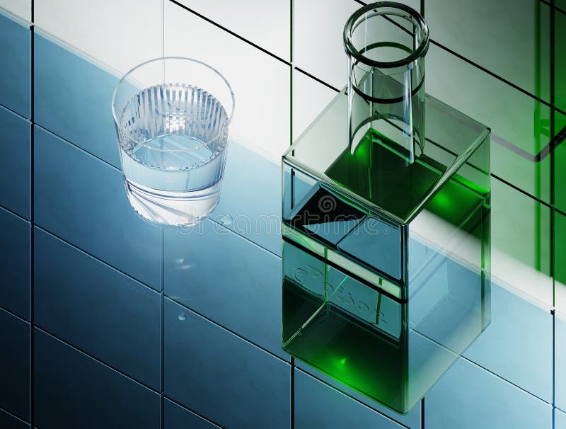 Bottle with Green Poison 3D Rendering Stock Illustration - Illustration ...