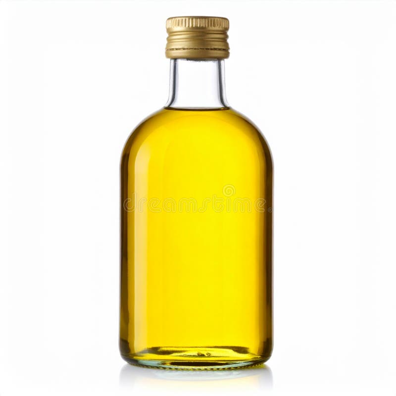 Glass Bottle of Yellow Cooking Oil on White Background Stock ...