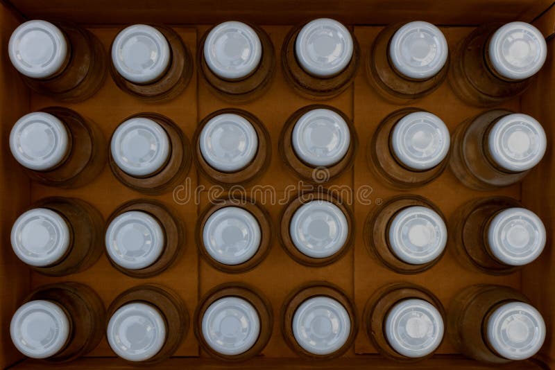 Glass Bottles in a Cardboard Box without Partitions Stock Photo - Image ...