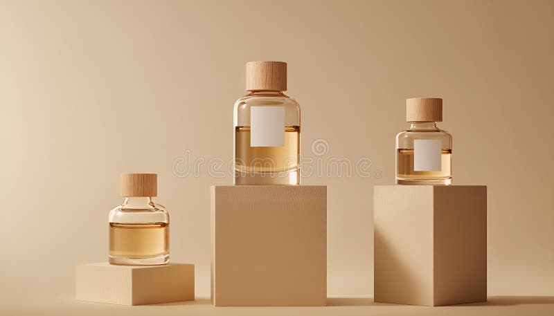 Glass Bottles with Cork Lids on Cardboard Blocks Symbolize Sustainable ...