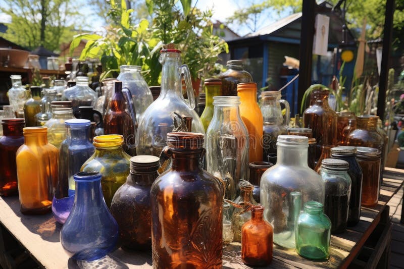 Glass Bottles and Jars Sorted for Recycling Stock Image - Image of ...