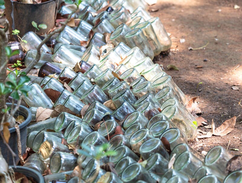 Glass Bottles Lie on the Ground. Background Stock Photo - Image of ...