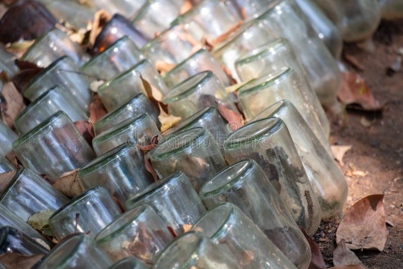 Glass Bottles Lie on the Ground. Background Stock Photo - Image of ...