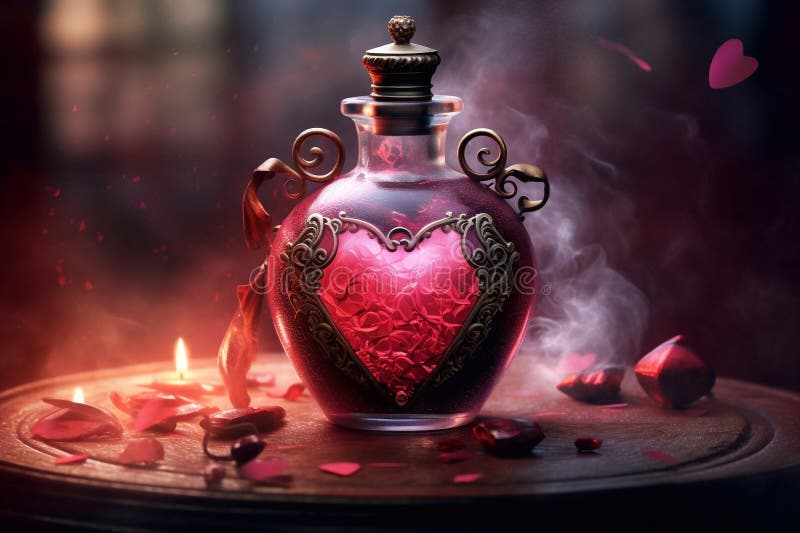 A Glass Bottles with a Love Potion. Stock Illustration - Illustration ...