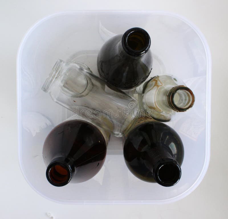 Glass Bottles In The Trash Can Stock Image Image Of Garbage Black 181380469