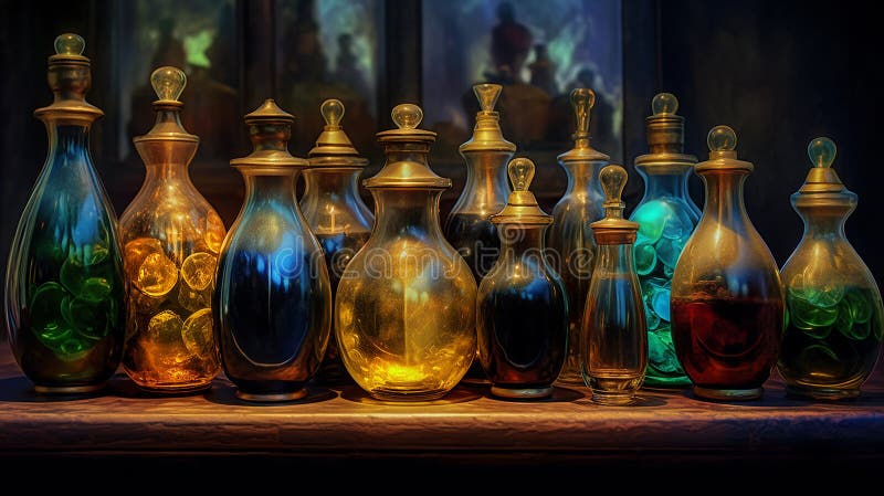 An Array of Multi Colored Glass Bottles. Created Using Ai Generative ...