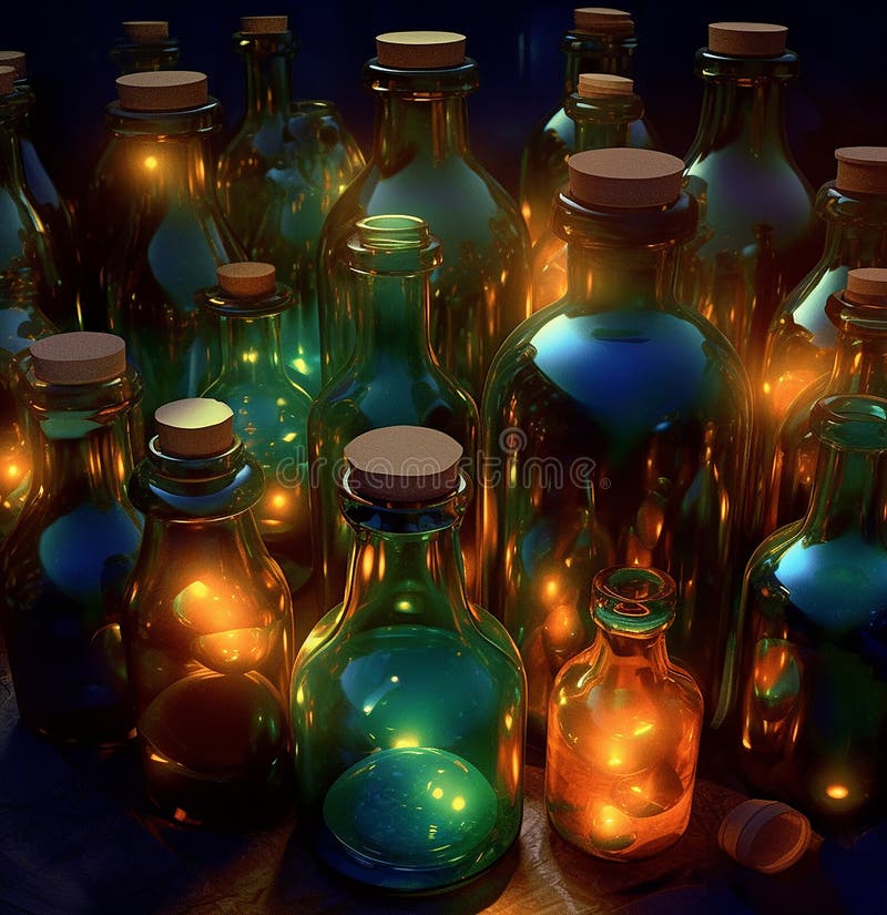 An Array of Multi Colored Glass Bottles. Created Using Ai Generative ...