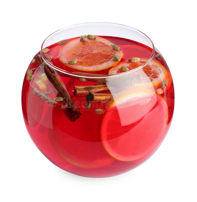 Glass Bowl of Aromatic Punch Drink Isolated on White Stock Photo ...