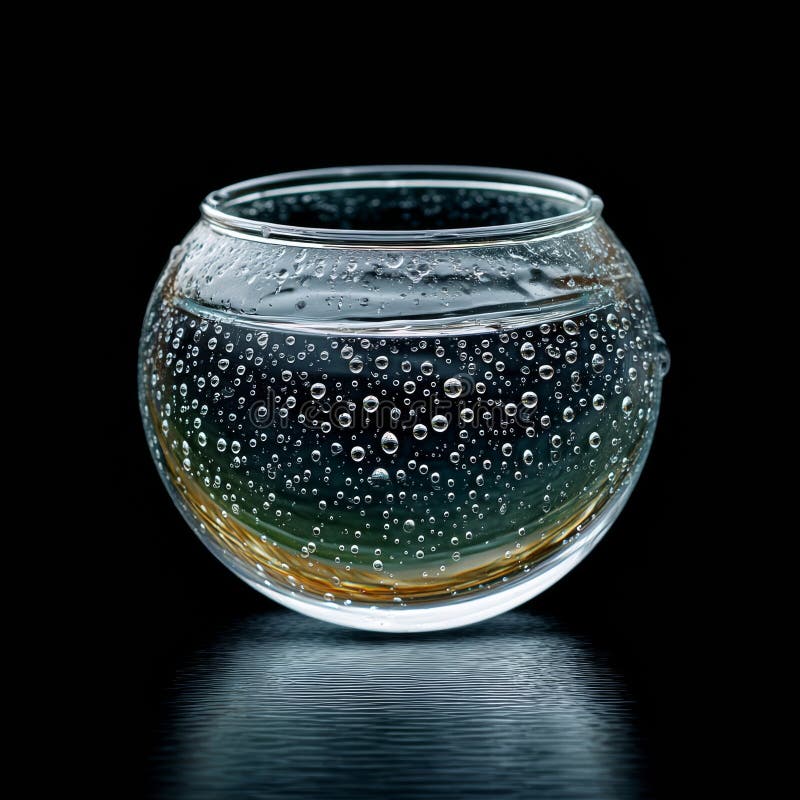 A Glass Bowl Filled with Water on a Black Surface Stock Image - Image ...