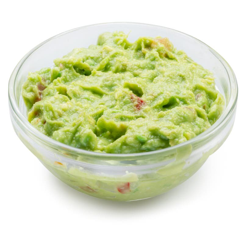 Glass Bowl of Guacamole on White Background. Top View Stock Image ...