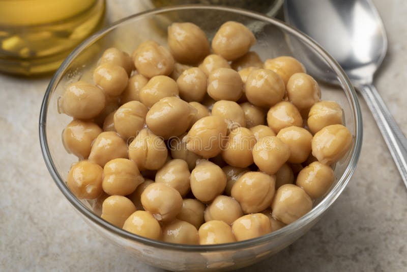 Glass Bowl with Preserved Chickpeas Close Up Stock Photo - Image of ...