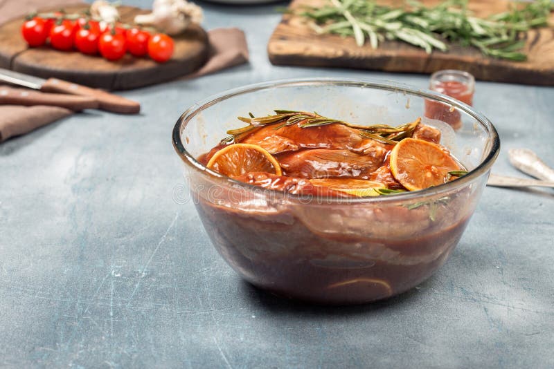 Glass Bowl with Stew Meat on the Grey Stone Table Stock Photo - Image ...