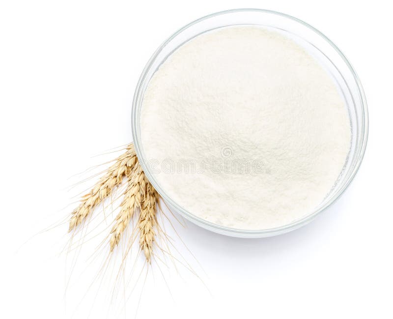 Glass bowl of wheat flour stock photo. Image of isolated - 91727698