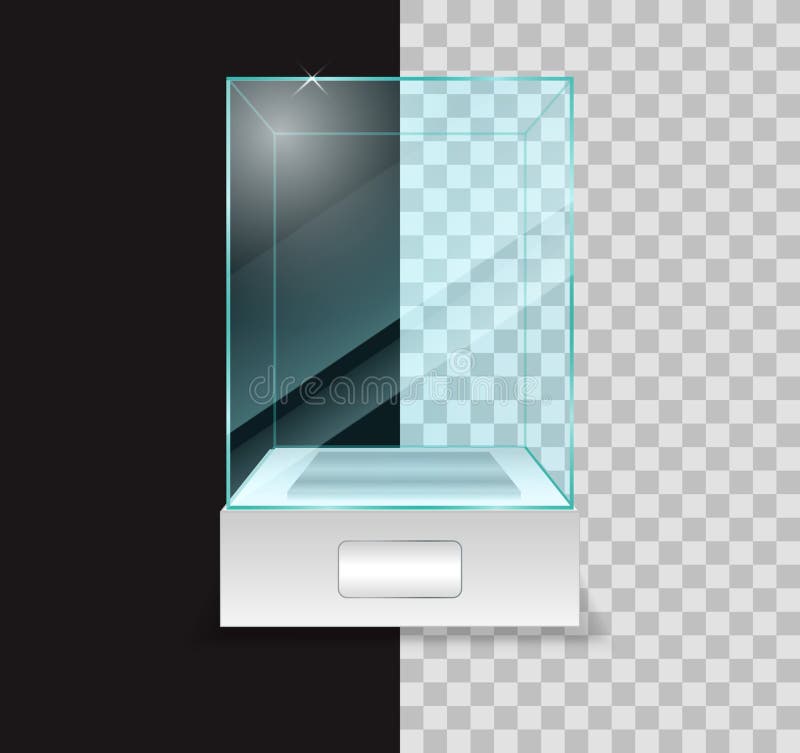 Realistic Empty Transparent Glass Box or Empty Glas Cube Box Showcase ...