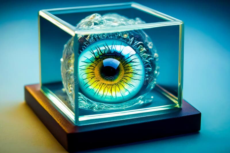 Glass Box with an Eye Inside of it. Generative AI Stock Illustration ...