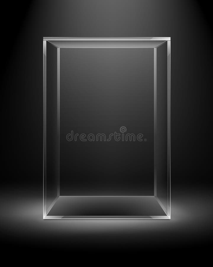 Glass Box Rectangle Cube Isolated on Dark Black Stock Vector ...