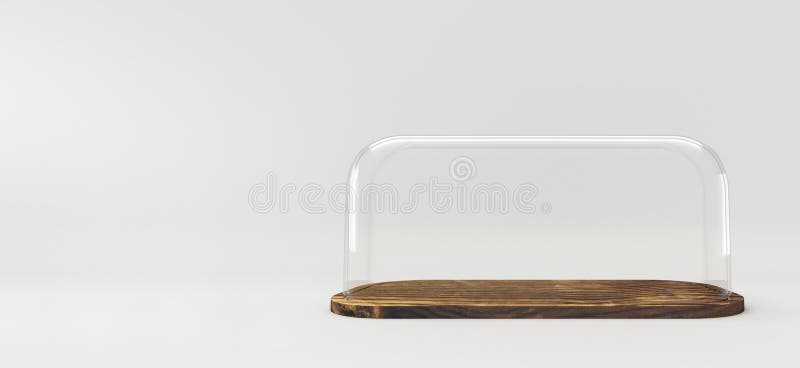 Glass Box with Wooden Tray on White Background Stock Illustration ...