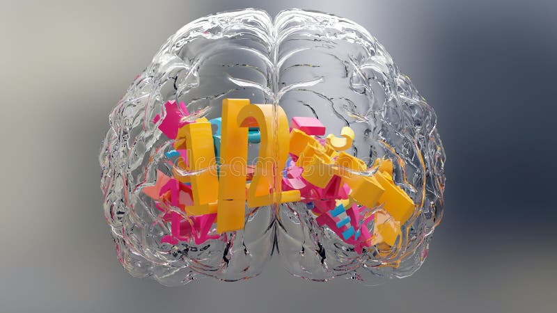 Glass Brain and Math Formulas, Math and Technology Concept Digitally ...