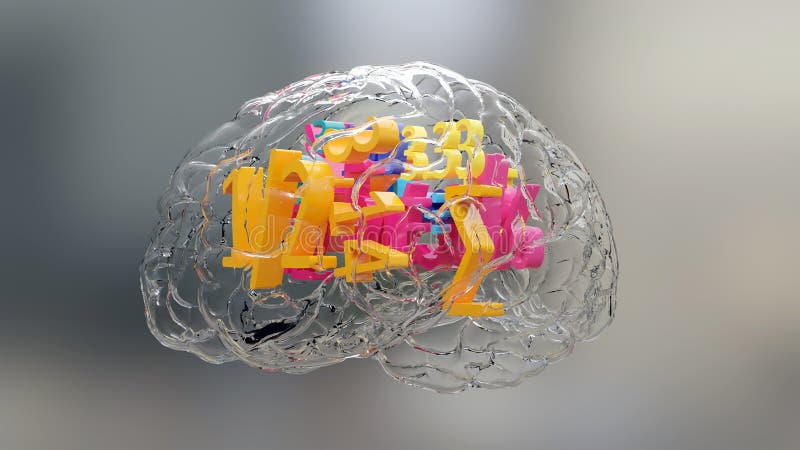 Glass Brain and Math Formulas, Math and Technology Concept Digitally ...