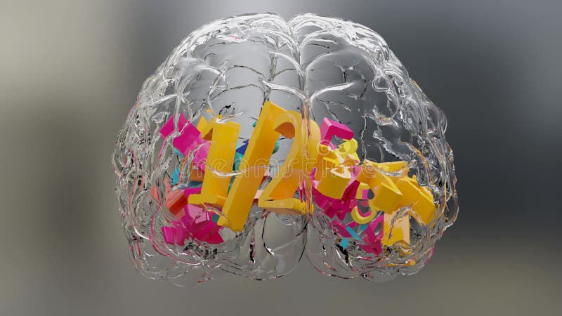 Glass Brain and Math Formulas, Math and Technology Concept Digitally ...