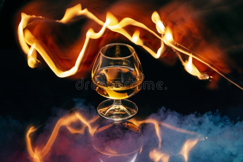 Whiskey Glass Surrounded Fire Smoke Stock Photos - Free & Royalty-Free ...