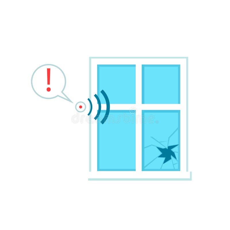 Glass break sensor icon stock vector. Illustration of house - 136801859