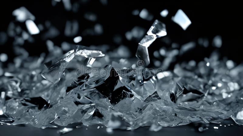 Glass Breaking on Black Background with Falling Shards Stock Video ...