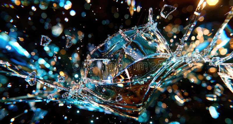Glass Breaking in High Speed, Broken Glass Closeup Stock Photo - Image ...