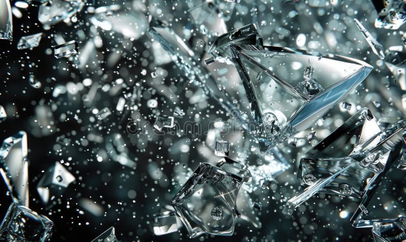 Glass Breaking in High Speed, Broken Glass Closeup Stock Photo - Image ...