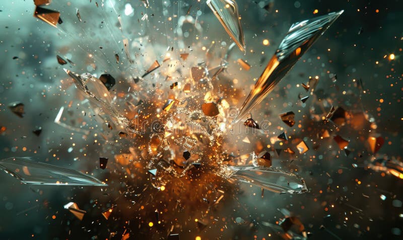 Glass Breaking in High Speed, Broken Glass Closeup Stock Image - Image ...