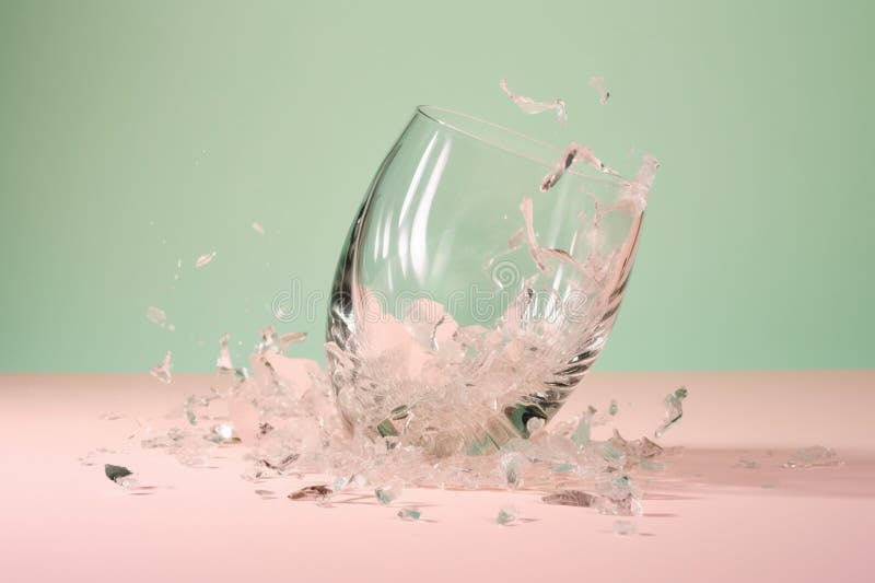 Glass Breaking on a Pastel Studio Background. Stock Illustration ...