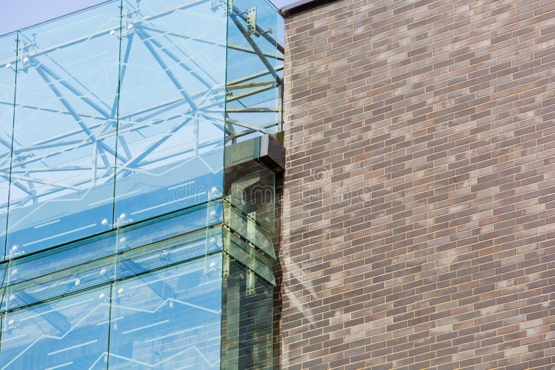 Glass and Brick Pattern Close Up. Modern Architecture Concept Stock ...